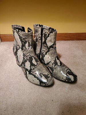 Time And Tru Sintetico Memory Foam Faux Snake Skin Ankle Boots Size 8.5 ...