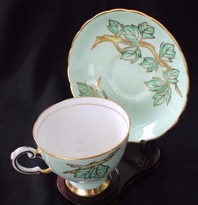 Vintage TUSCAN England Bone China Green Pattern #C9816 Set Cup & Saucer ...