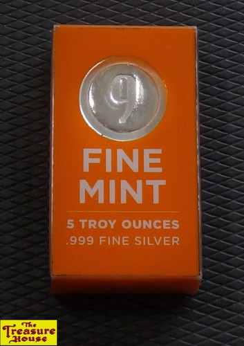 9 FINE MINT 5 OZ-T FIVE TROY OUNCES 155.5 Grams .999 FINE SILVER ...