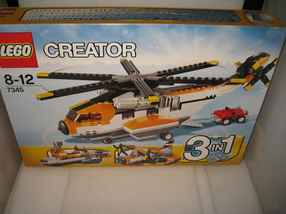 LEGO CREATOR 3 IN 1 HELICOPTER PLANE BOAT #7345 UNOPENED AS NEW RETIRED ...