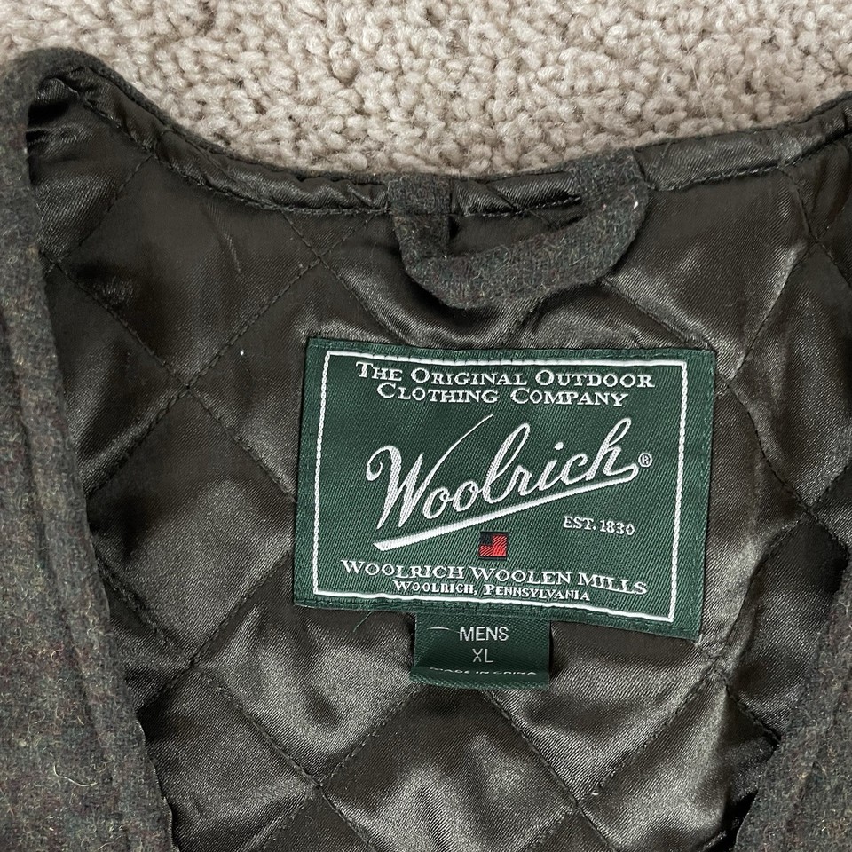 Woolrich Vest Mens XL Olive Wool Quilt Lined Button Outdoor Hunting ...