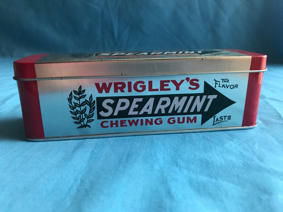 Pre-Owned Empty 6-1/2” Wrigley’s Spearmint Chewing Gum Metal Tin w ...