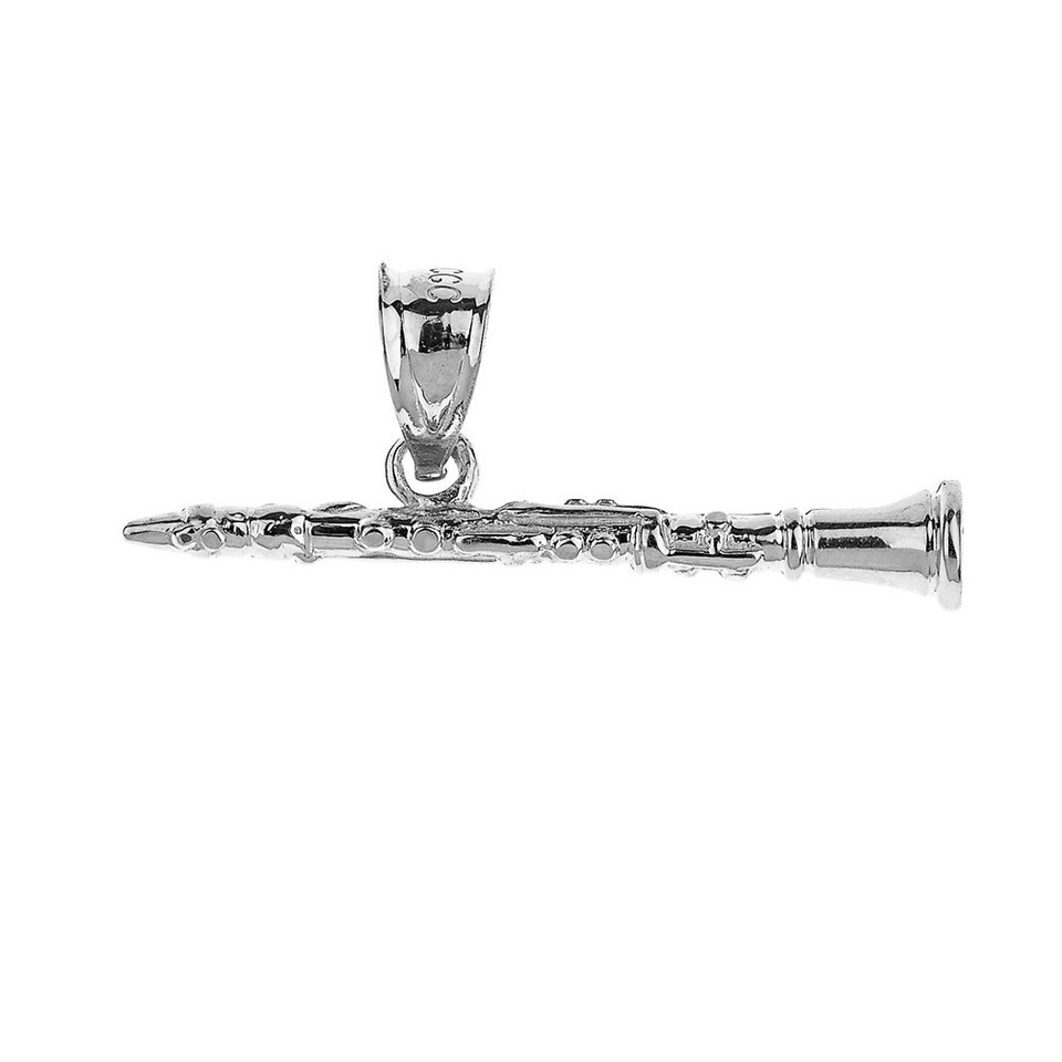 Silver Three Dimensional Clarinet Pendant Necklace | eBay