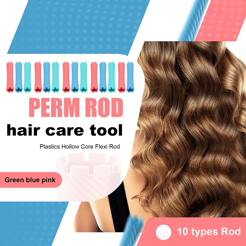 100Pcs/Set 10 Sizes Hair Perm Rods Kit Cold Permanent Bar Plastic ...