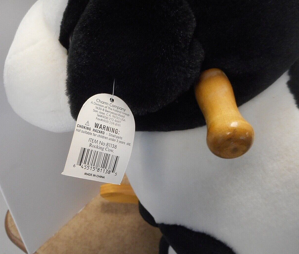 Rocking Cow Plush w/ Wood Mooing Animal Rocker Ride on Toys Toddler 3 ...