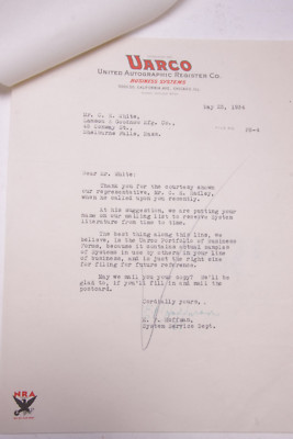 1934 Lamson Goodnow United Autographic Register Chicago IL Letter ...