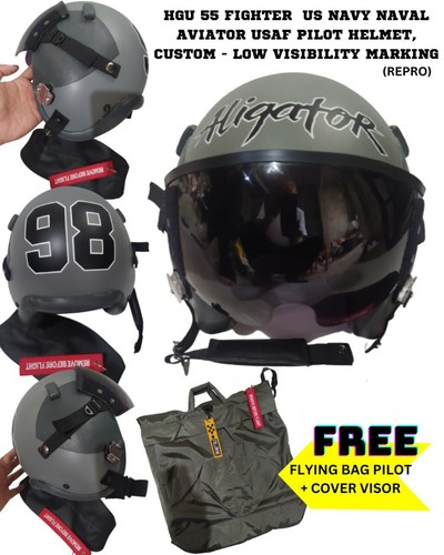 HGU-55"ALIGATOR" WITH LEATHER EDGEROLL FIGHTER PILOT HELMET(MARCKING BY ...