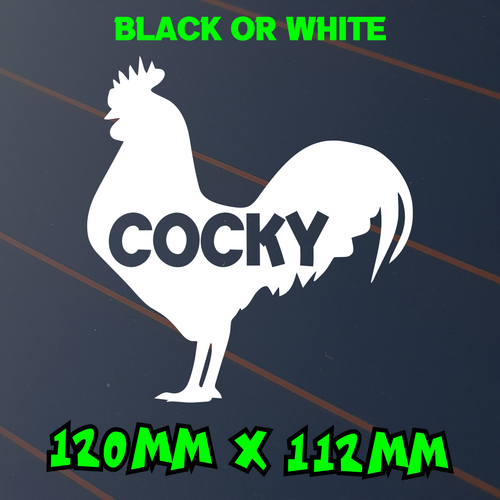 Cocky Sticker Car Decal Window Cock Funny Rooster Chicken Hen Joke ...