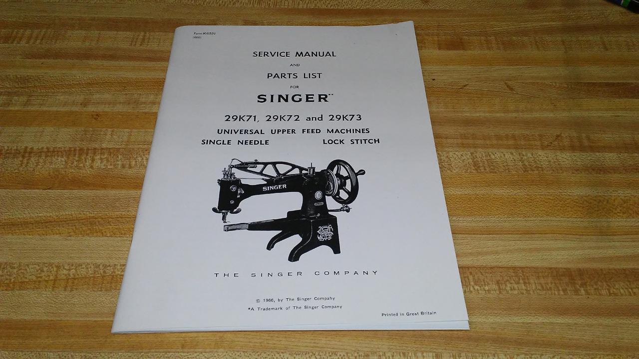 Singer 29K71 29K72 29K73 Service & Parts Manual | eBay