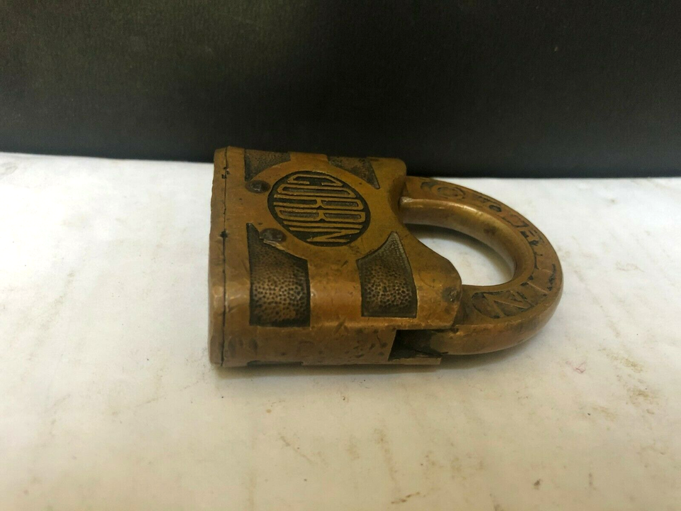 LOCK- OLD PRIMITIVE RARE BRASS CORBIN NEW BRITAIN CONN. USA PADLOCK ...