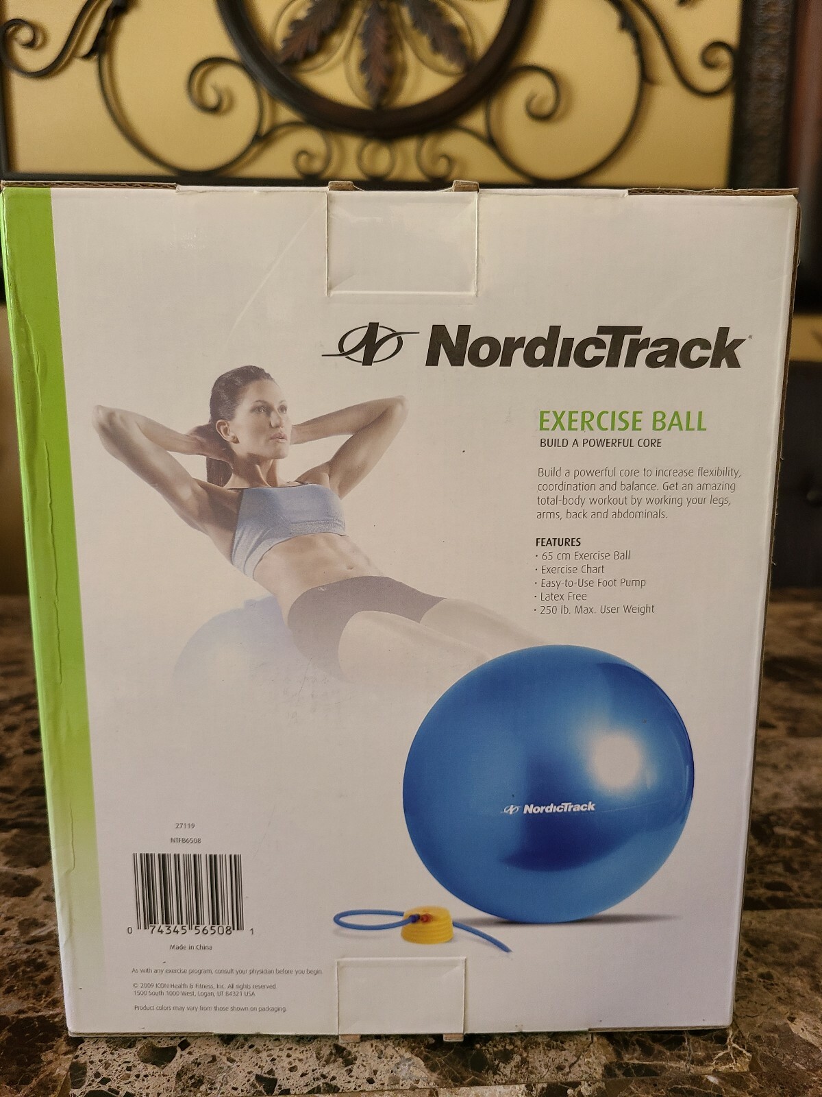 NEW NordicTrack Exercise Workout Ball Blue 65cm 5'6-5'11 Exercise Chart ...
