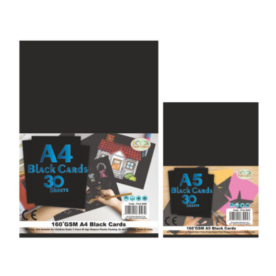 A5 or A4 Black Activity Cards 160gsm for School Craft Design Art ...