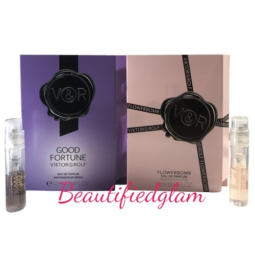 Viktor & Rolf Good Fortune & Flowerbomb EDP CARDED SAMPLE SET 1.2ML X 2 ...