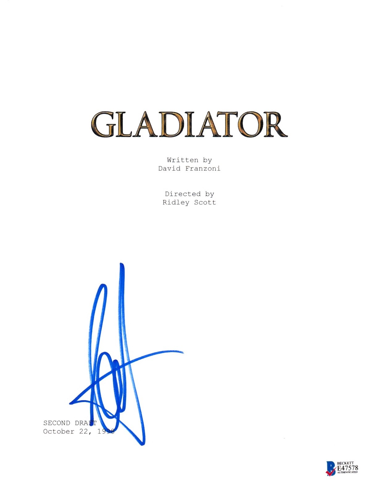 CONNIE NIELSEN SIGNED GLADIATOR SCRIPT BECKETT BAS AUTOGRAPH AUTO COA ...