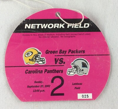 NFL 2002 09/29 NFL Network Field Credential-Carolina at Green Bay ...