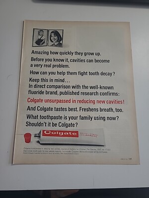 Colgate Toothpaste 1964 Vintage Print Ad 10x13 | eBay