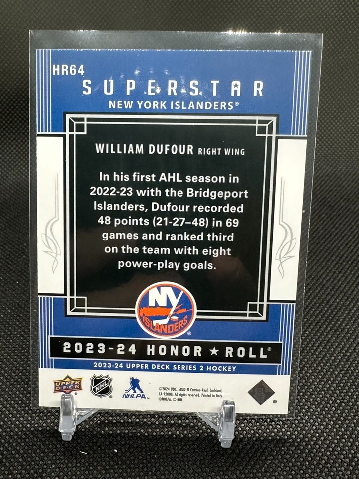 2023-24 Upper Deck Honor Roll William Dufour #HR64 - New York Islanders ...