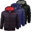 Mens Crosshatch Quilted Padded Hood Jacket Fleece Lined Winter Coat ...