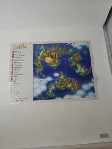 Final Fantasy III WORLD MAP (Super Nintendo SNES) Insert Only NO GAME ...