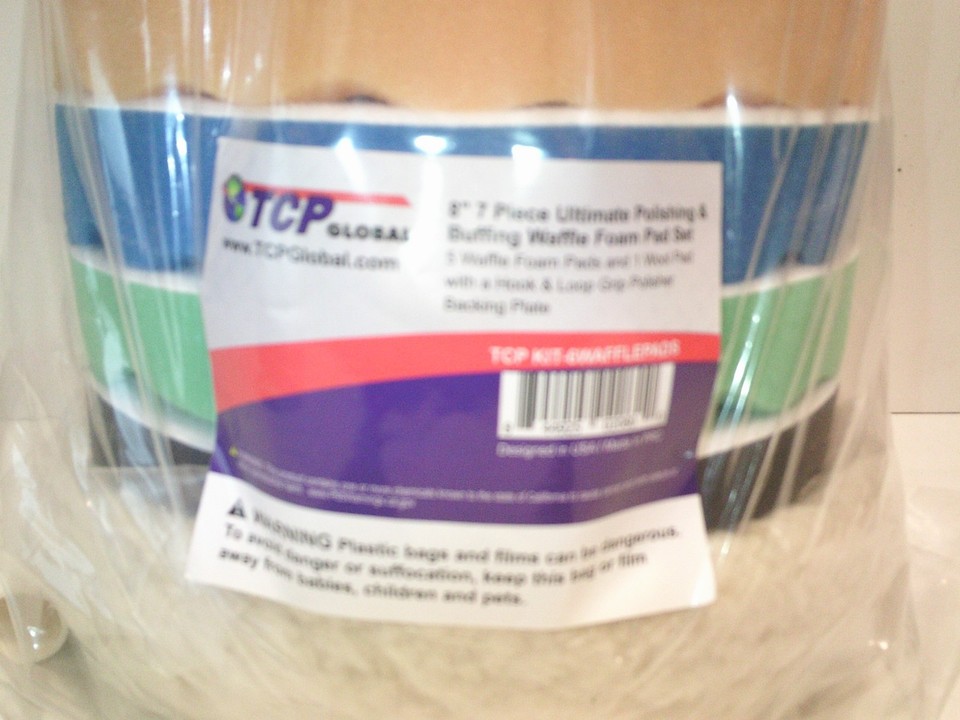 U.S.A. Made TCB 8-Piece Waffle Foam and Wool Polishing Pad Set 7" FREE ...