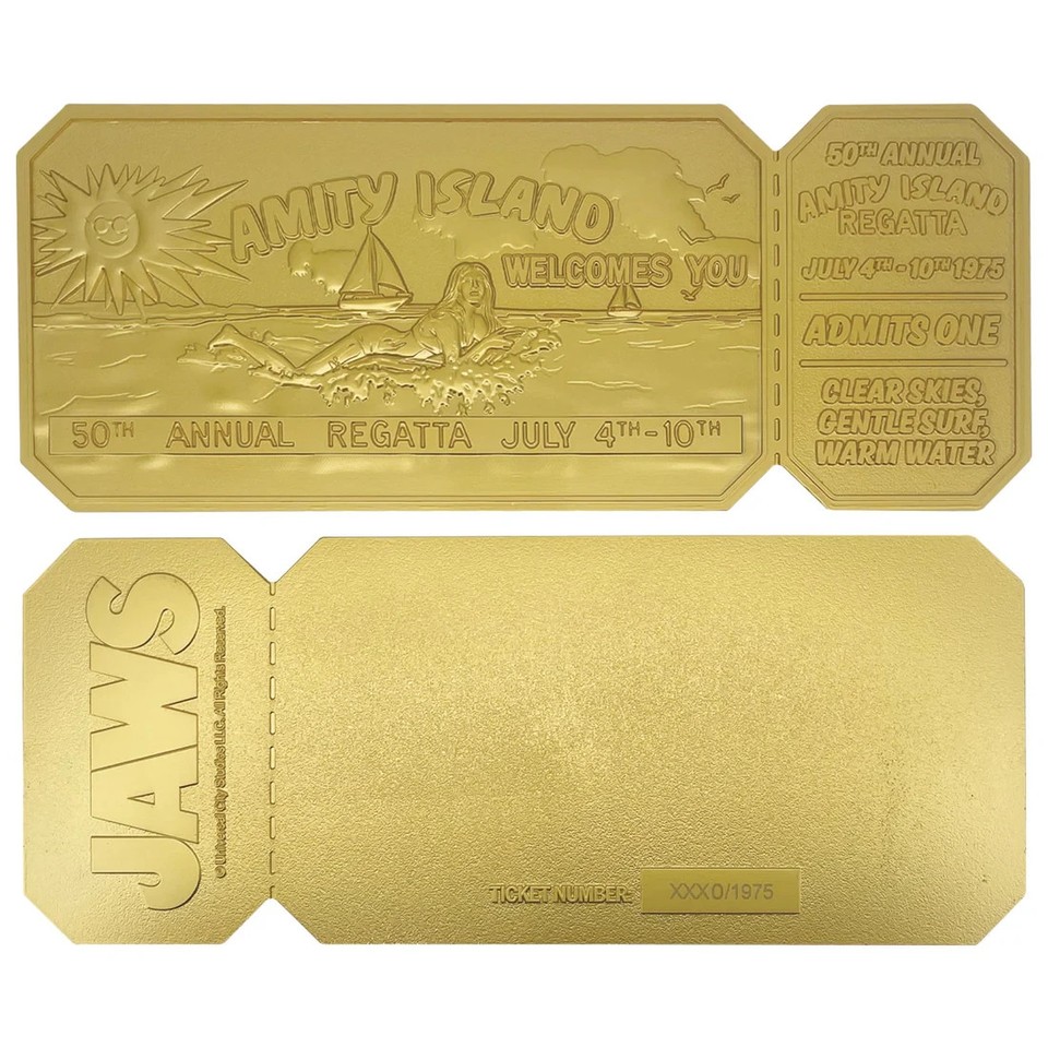 Jaws 50th Anniversary Regatta Metal Ticket – 24k Gold Plated Limited ...