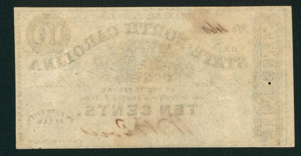 1863 10 cents (CHOICE CU) The State of North Carolina - Raleigh ...