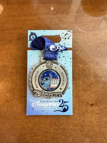 Disney Parks Pin Trading 25th Anniversary Stitch Medal Ribbon Limited ...