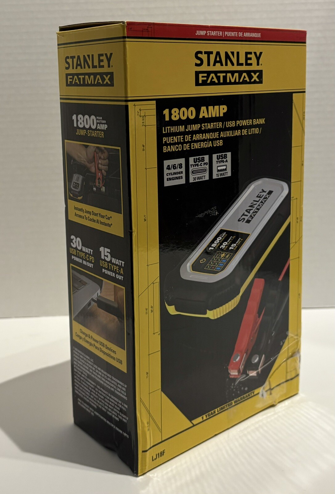 Stanley FATMAX LJ18F 1800 Amp Lithium Jump Starter & USB Power Bank for ...