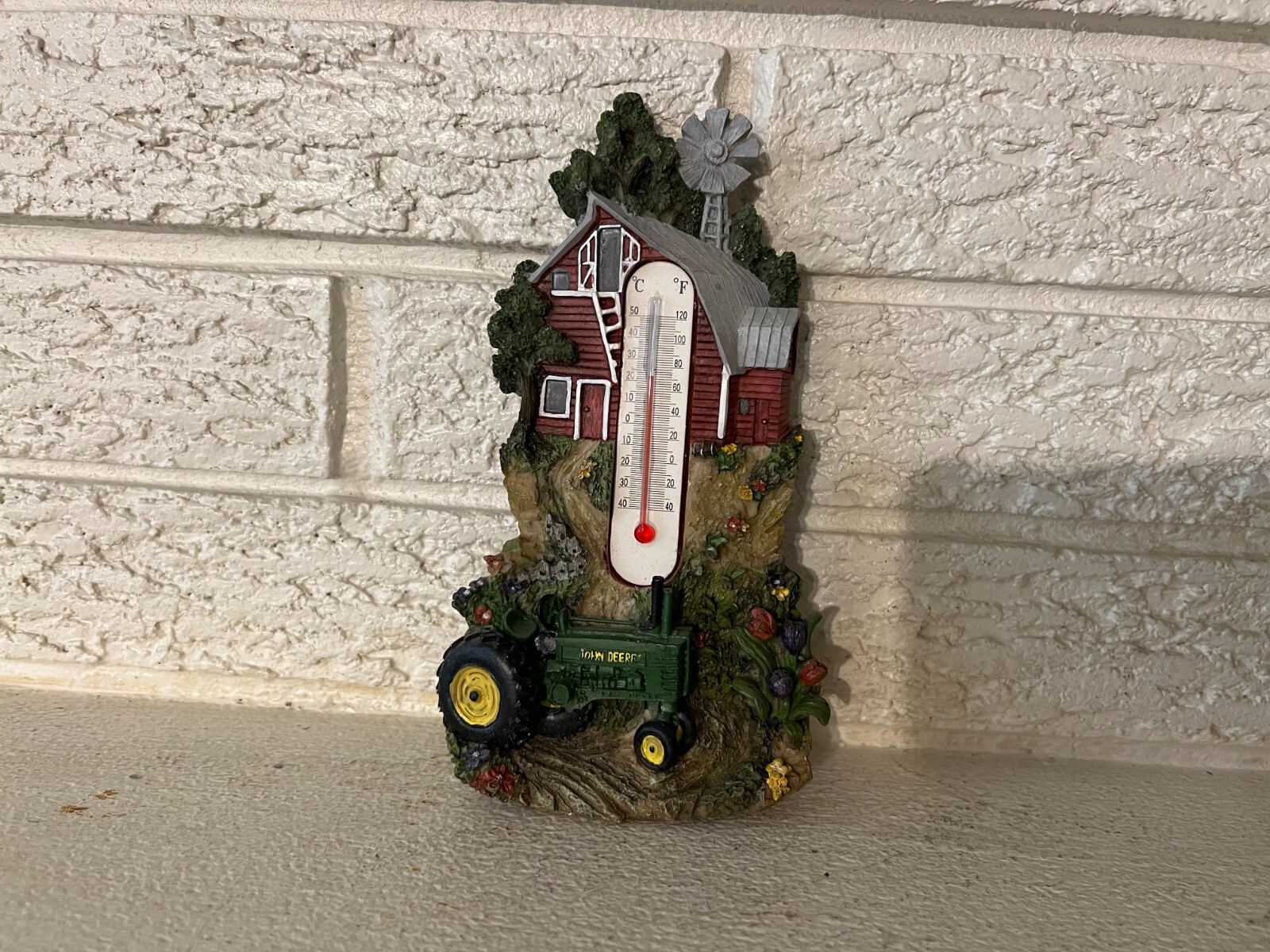 HD JOHN DEERE DECORATIVE HANGING THERMOMETER BARN TRACTOR FARM SCENE | eBay