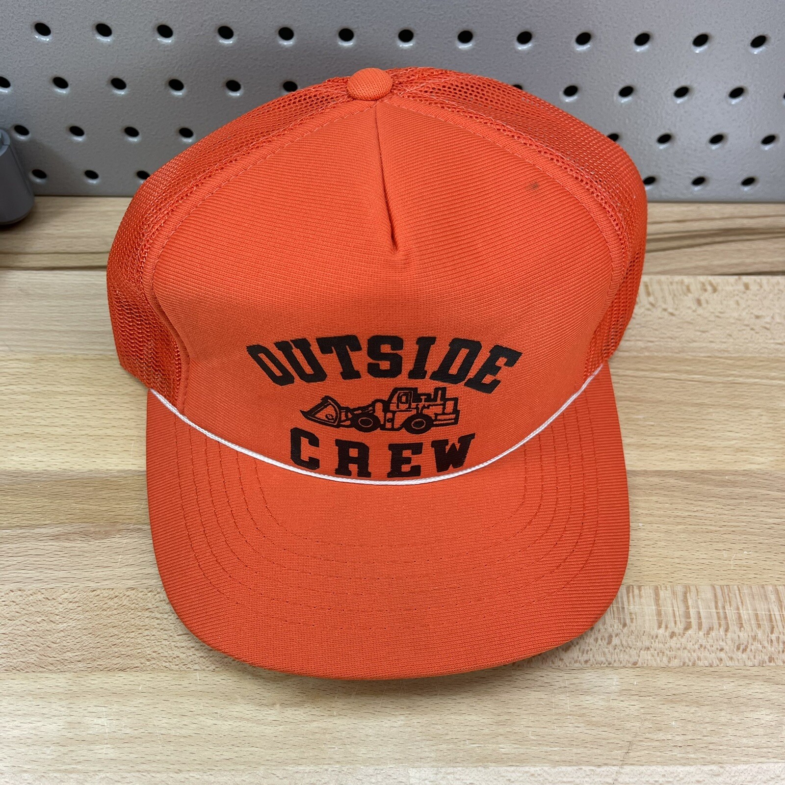 Vintage Safety Blaze Orange “OUTSIDE CREW” Worker SnapBack Trucker Hat ...