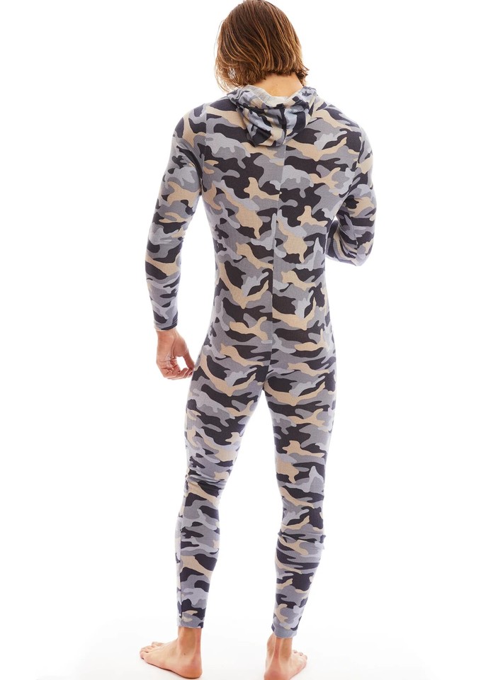 N2N Bodywear Men blue camo campire thermal onezee One Piece lounge wear ...