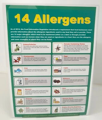 14 Food Allergens Sign Safer Food Better | Grelly UK