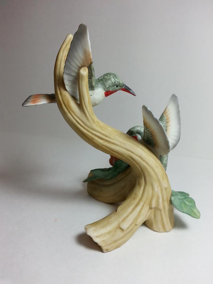 VINTAGE GEO Z LEFTON 1991 HAND PAINTED 07948 HUMMINGBIRDS FLOWERS ...