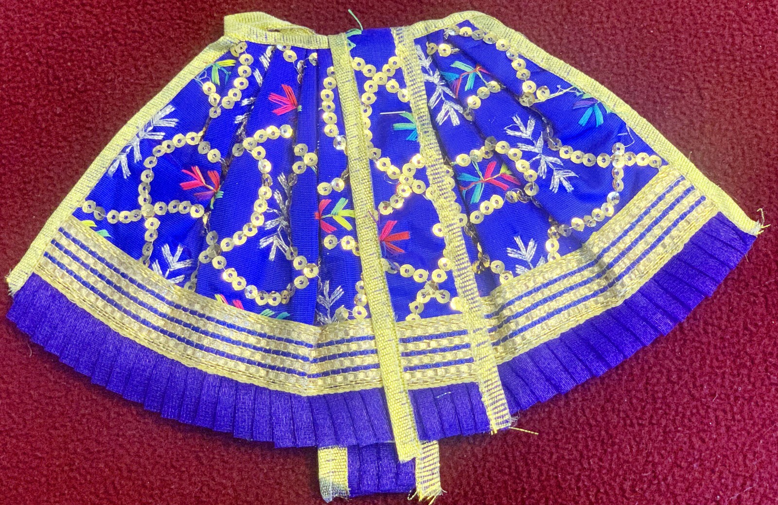 Lehenga Chunri Set Devi MATA Rani Blue Sequin Embroidery God Idol Dress ...