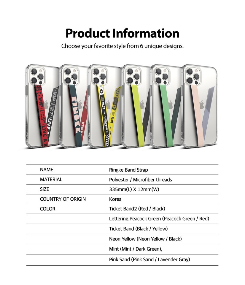 Ringke [Band Strap] Slim, Microfiber Phone Strap Holders for Smartphone ...