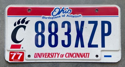 UNIVERSITY OF CINCINNATI BEARCATS OHIO License Plate College 883XZP | eBay