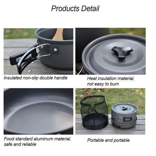 Outdoor Camping Hiking Cookware Tableware Cookware Lightweight Folding ...