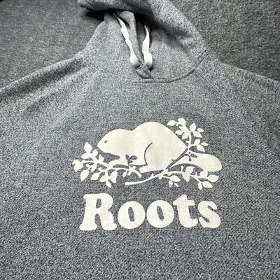Roots Hoodie Medium Gray White Logo | eBay