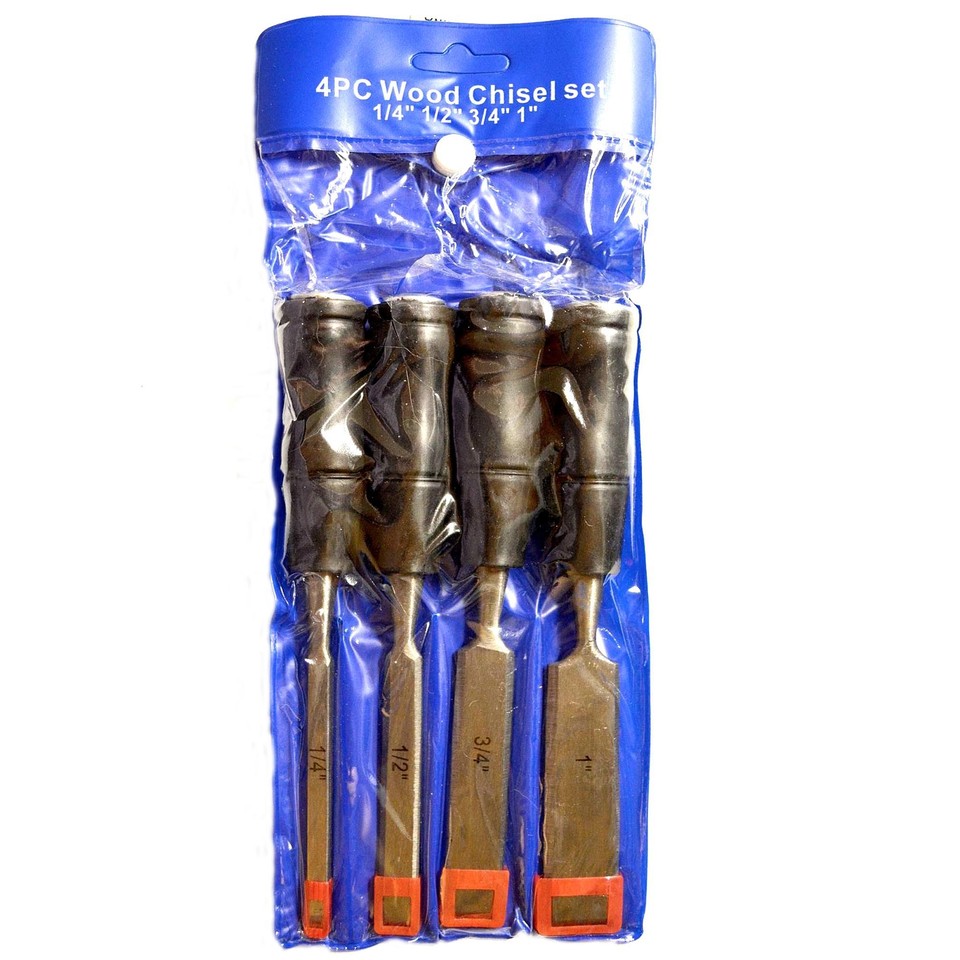 Hawk LYAL‑4491 4 Pc Wood Chisel Set Black Handle Carpentry and ...