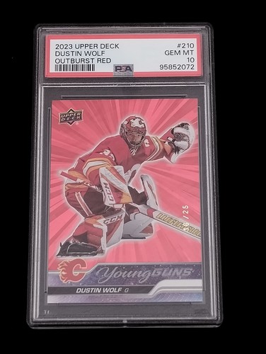 PSA 10, 2023-24 Dustin Wolf Outburst Red ROOKIE Card #210 SP/25 | eBay