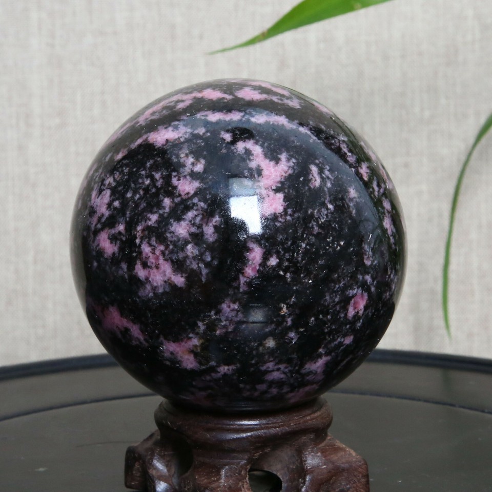 B2484-71mm-729g Natural Rose Quartz Crystal Rhodonite Sphere Ball ...