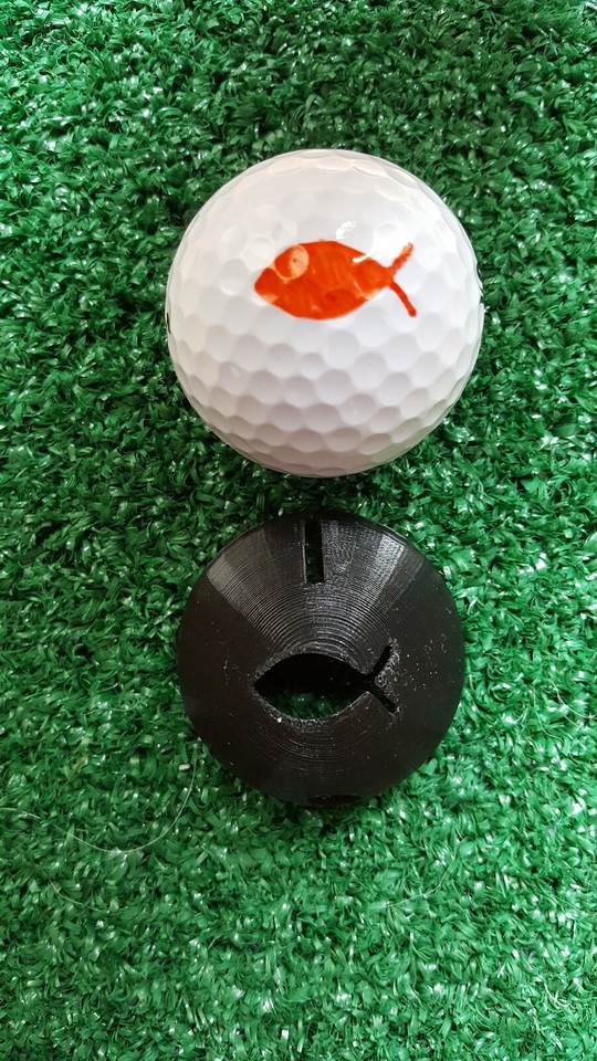 Golf Ball Marker Fish Plus - Fish Stencil plus Alignment Line and ...