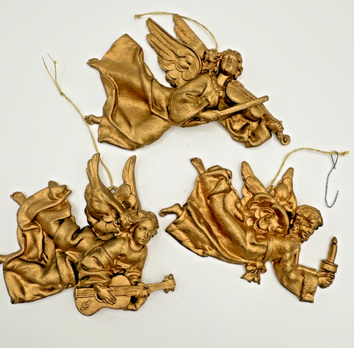 Vintage Set of 3 Gold Tone Plastic Angel Ornaments Made in Italy 4999 ...