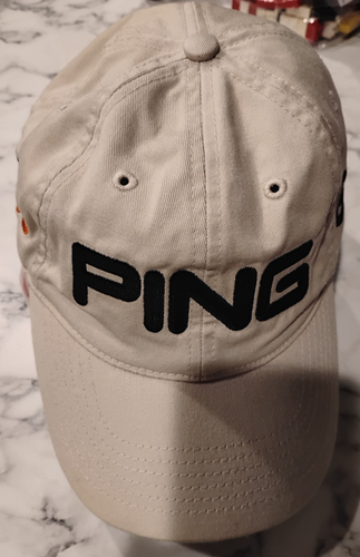 PING G10 Embroidered Golf Hat Cap Adjustable Canvas Cotton Khaki One ...