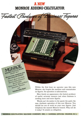 1937 Monroe Adding Calculator: Producer Business Figures Vintage Print ...