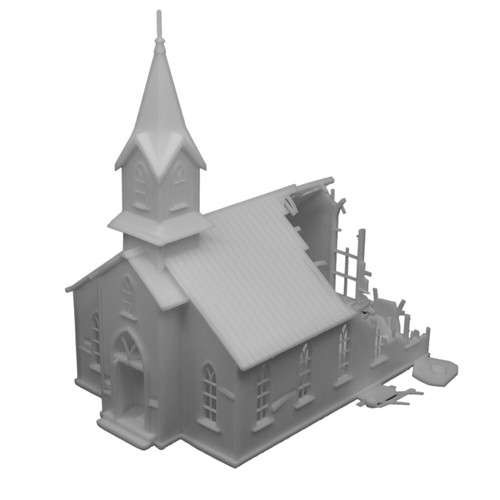 Outland Models Railway Scenery Building Damaged Church 1:87 HO Scale | eBay