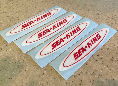 Sea-King Vintage Boat Trailer Decals 6" Red and White Vinyl 4-Pk + FREE ...