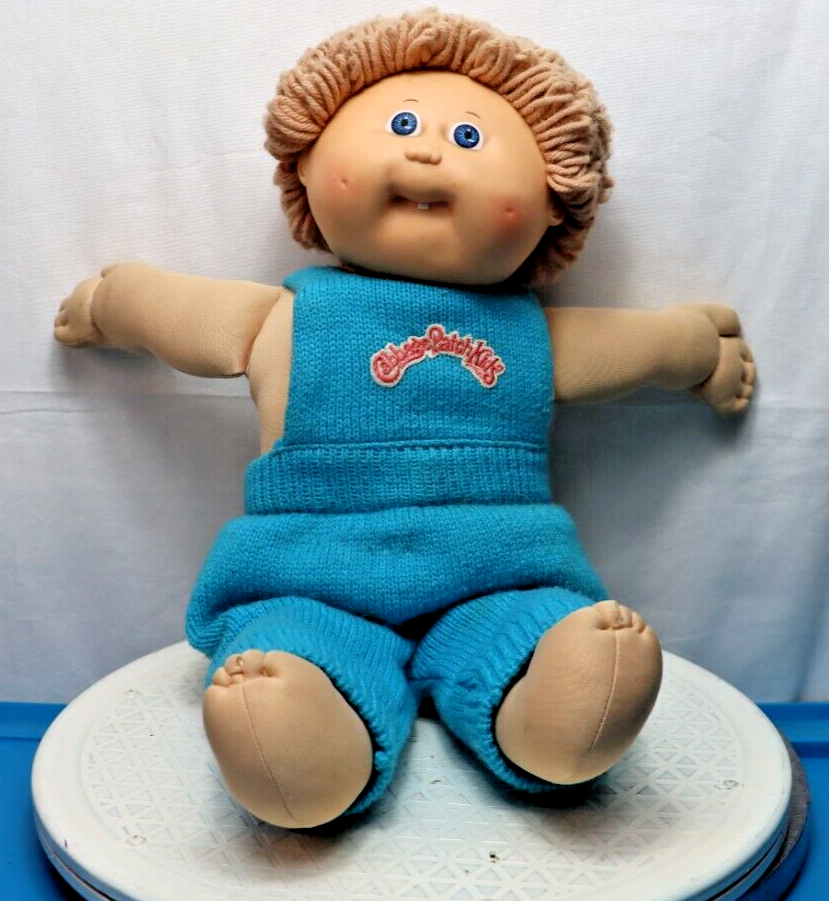 1985 Cabbage Patch Kid CPK Blonde Hair Blue Eyes Two Dimple One Tooth ...