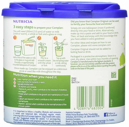 Complan Original Nutrition Vitamin Supplement Protein Energy Drink 425g ...