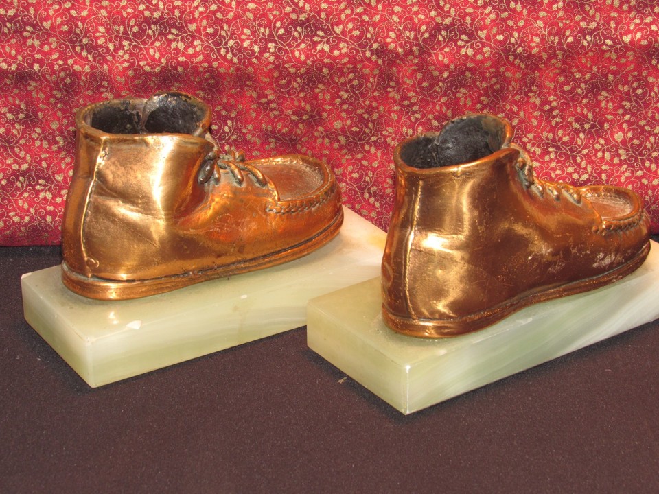 Vintage Baby Bootie Book Ends Classic Bronze Baby Booties Bronze And ...